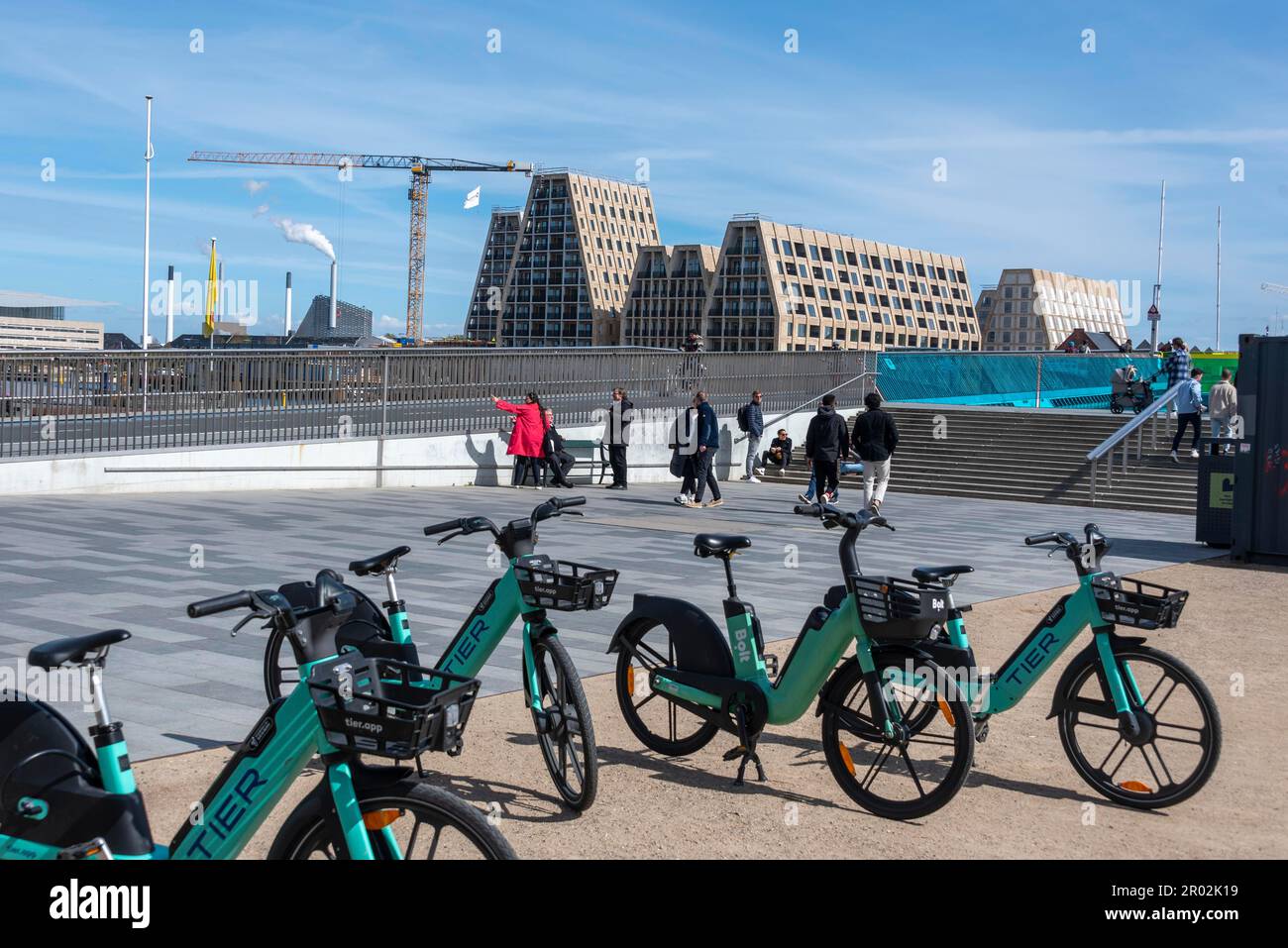 Rental bikes, New apartment buildings, Large construction site on ...