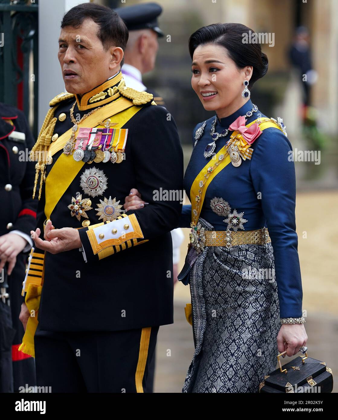 King Vajiralongkorn of Thailand and Queen Suthida arriving at Westminster Abbey, central London ...