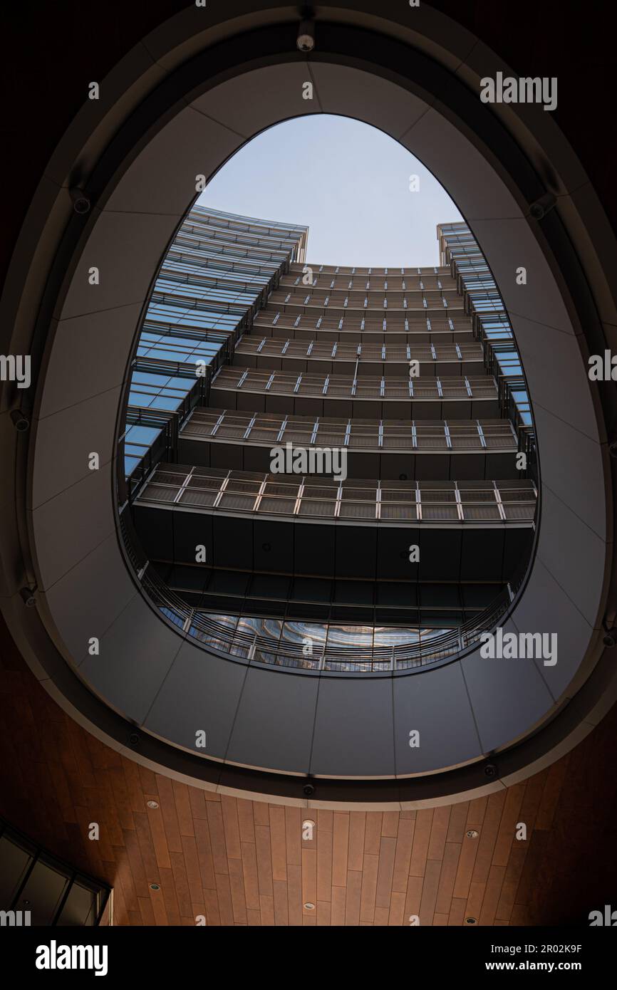 Skyscrapers through a hole Stock Photo - Alamy