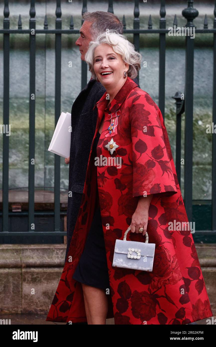 London, UK. 06th May, 2023. Emma Thompson leaving Westminster following ...
