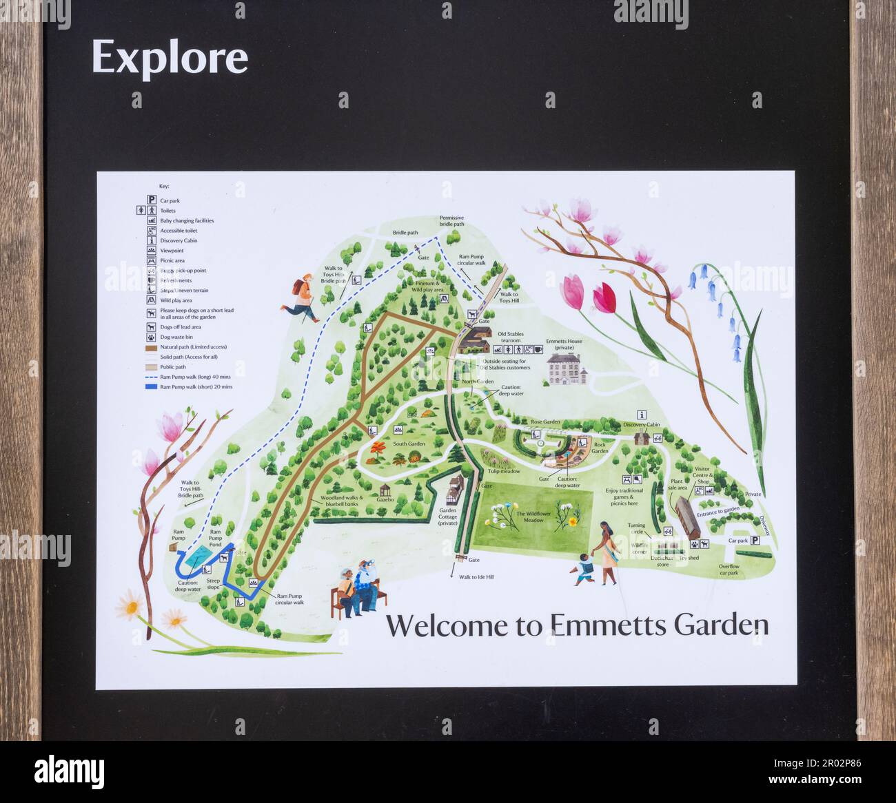 Welcome to sign with map at Emmett's Garden, Ide Hill, Sevenoaks, Kent ...