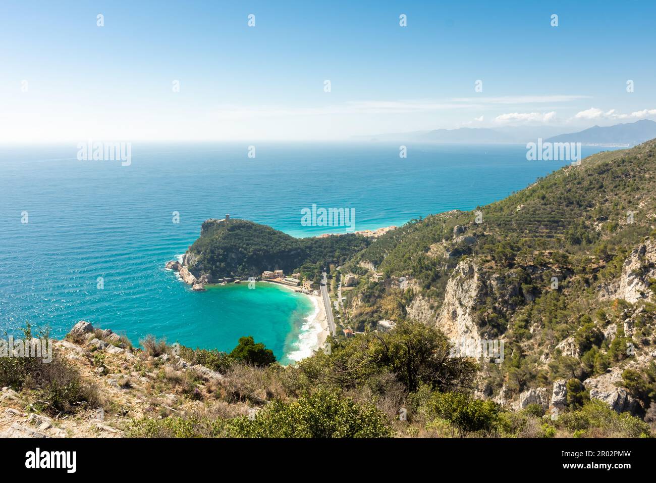 Beautiful aerial view of Saraceni Bay beach from Sentiero del ...