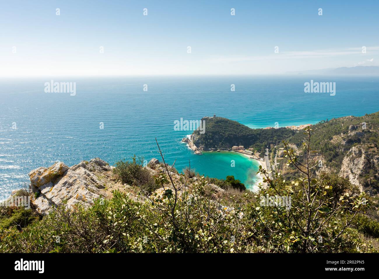 Beautiful aerial view of Saraceni Bay beach from Sentiero del ...