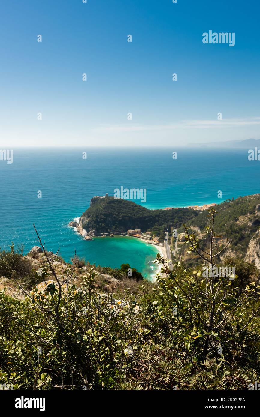 Beautiful aerial view of Saraceni Bay beach from Sentiero del ...