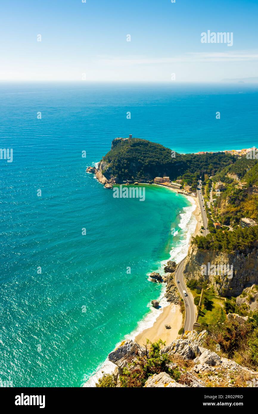 Beautiful aerial view of Saraceni Bay beach from Sentiero del ...