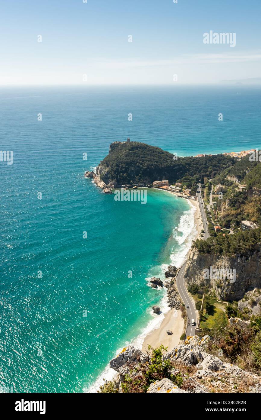 Beautiful aerial view of Saraceni Bay beach from Sentiero del ...
