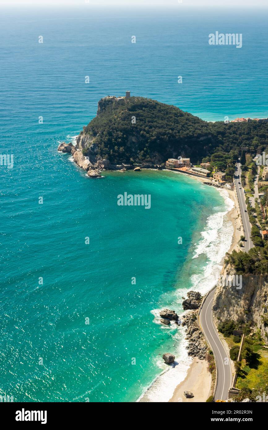 Beautiful aerial view of Saraceni Bay beach from Sentiero del ...