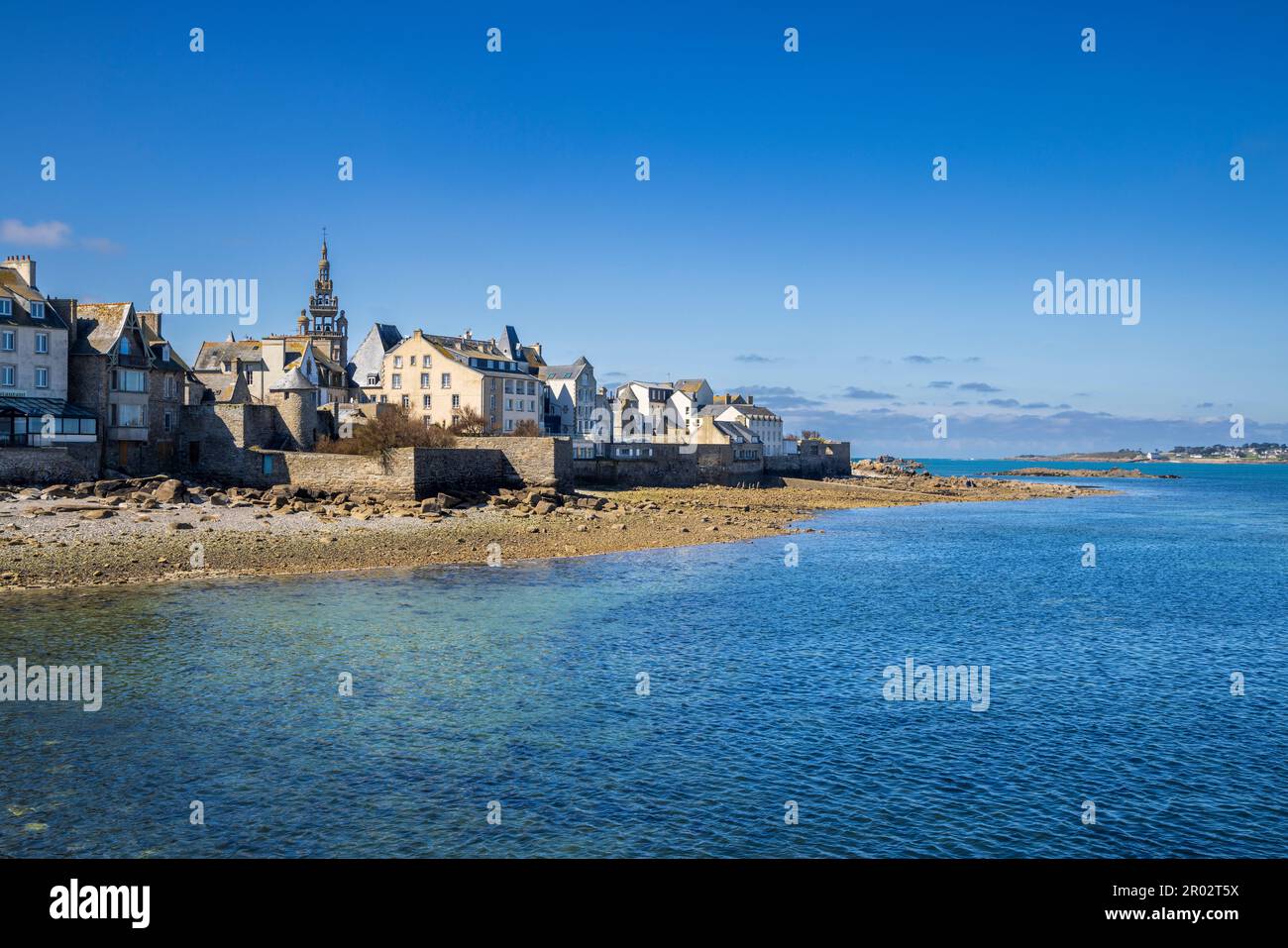The old town of Roscoff from the harbour, Brittany, France Stock Photo ...