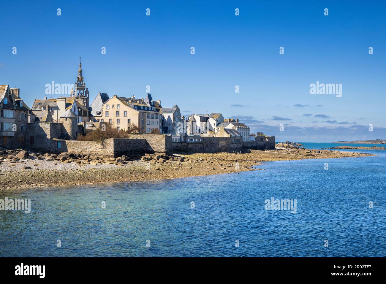 The old town of Roscoff from the harbour, Brittany, France Stock Photo ...