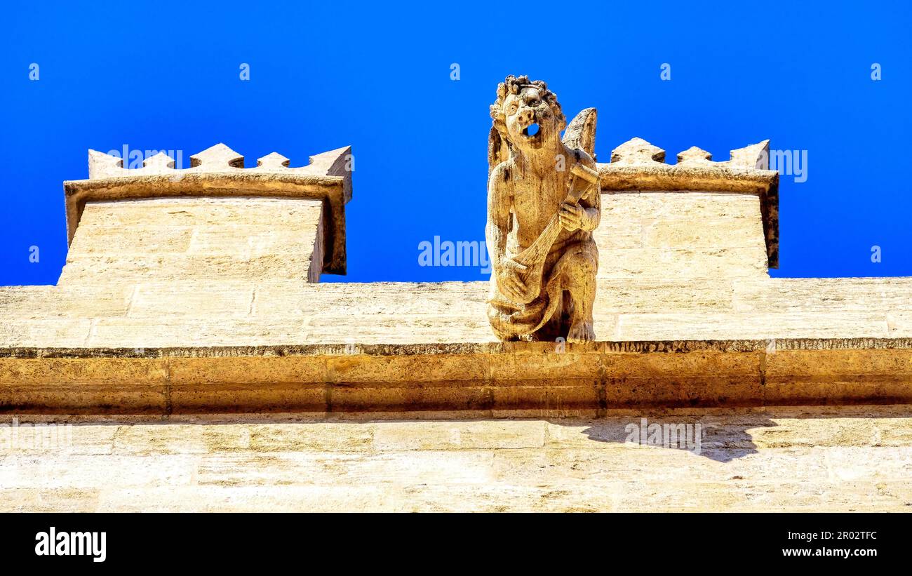 Lonja de la Seda. The stone architecture of the medieval building, in ...