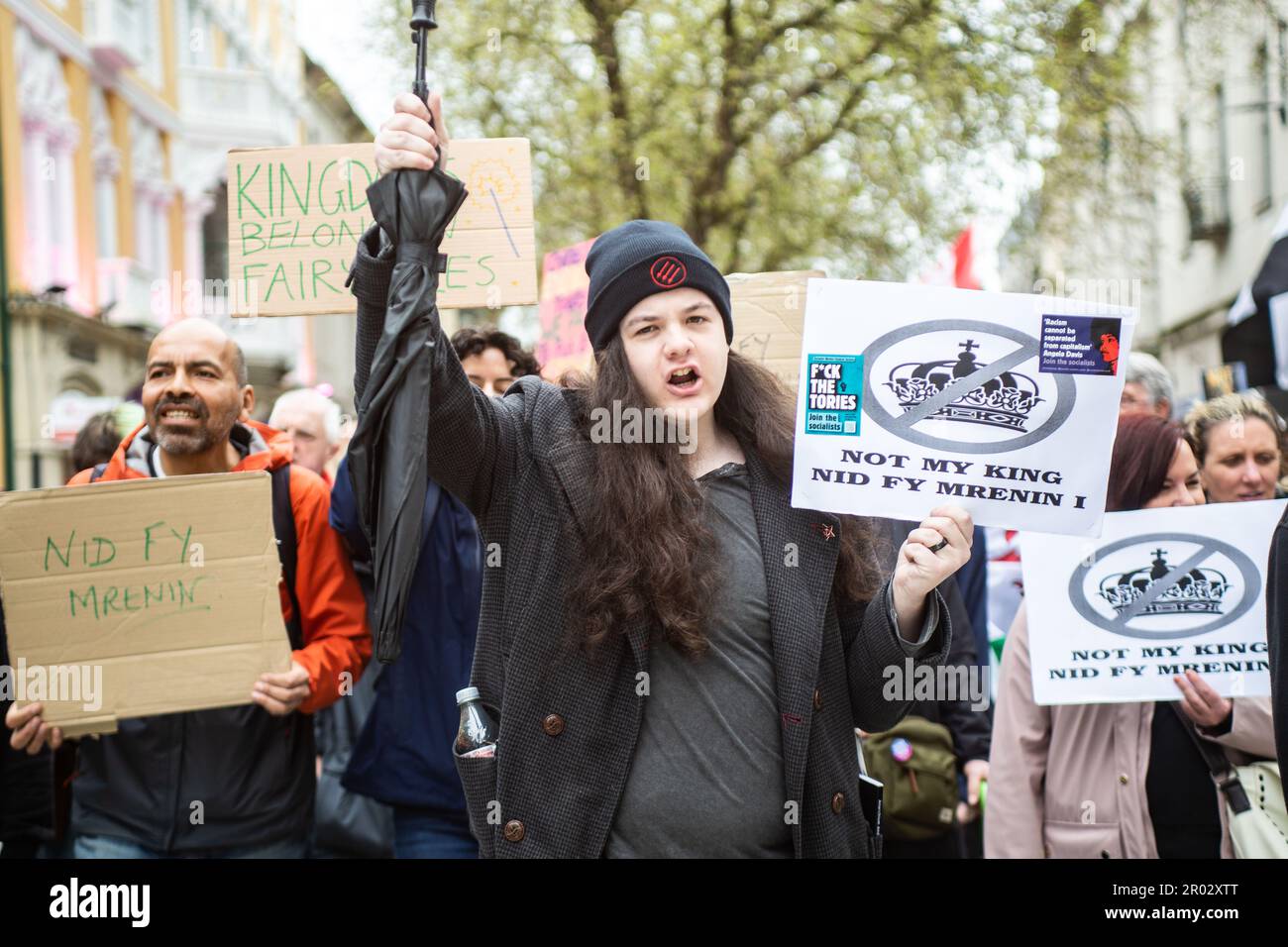 6th May, 2023. Republicans gather in Cardiff, Wales to protest the ...