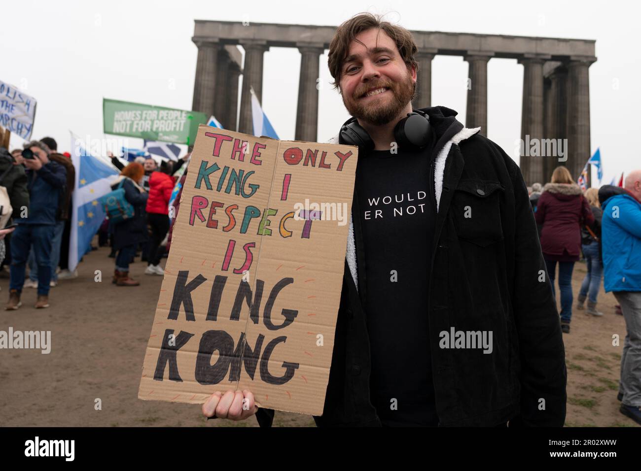 Edinburgh, Scotland, UK. 6 May 2023. Republican protest on Calton Hill ...