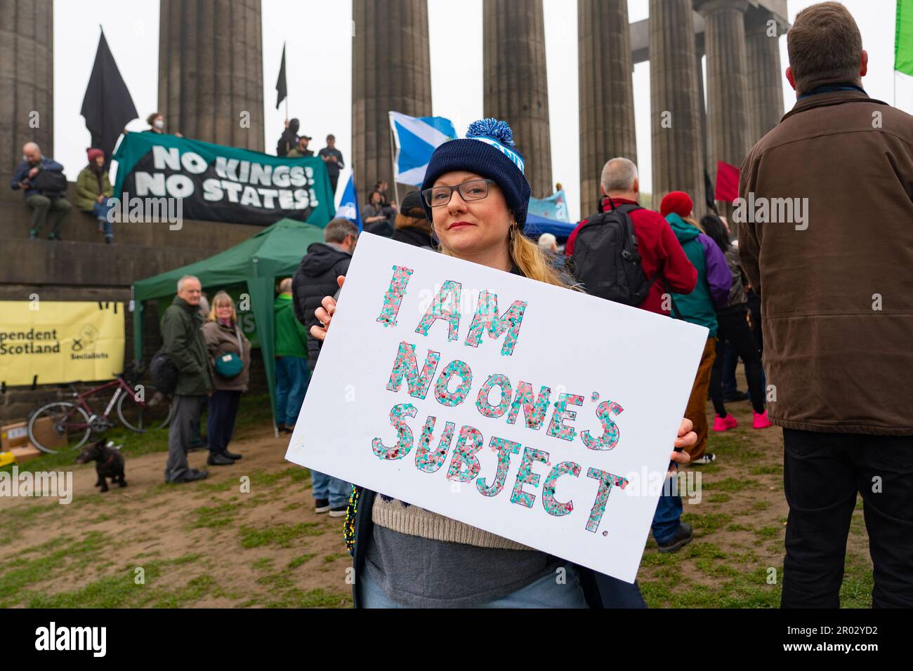 Edinburgh, Scotland, UK. 6 May 2023. Republican protest on Calton Hill ...