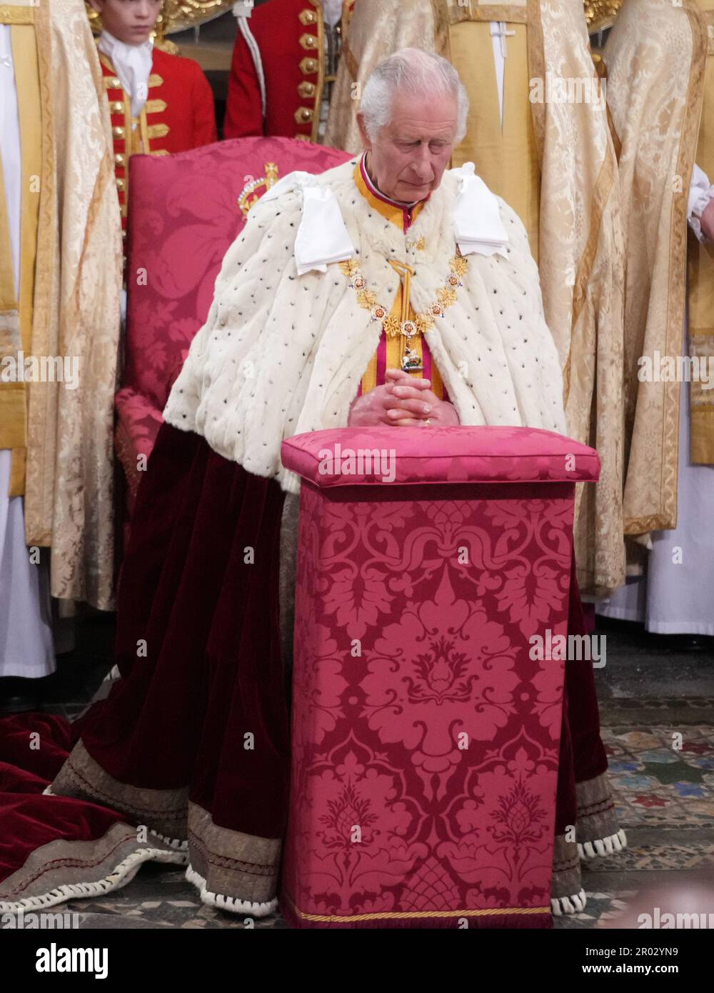 King Charles III during his coronation ceremony at Westminster Abbey ...