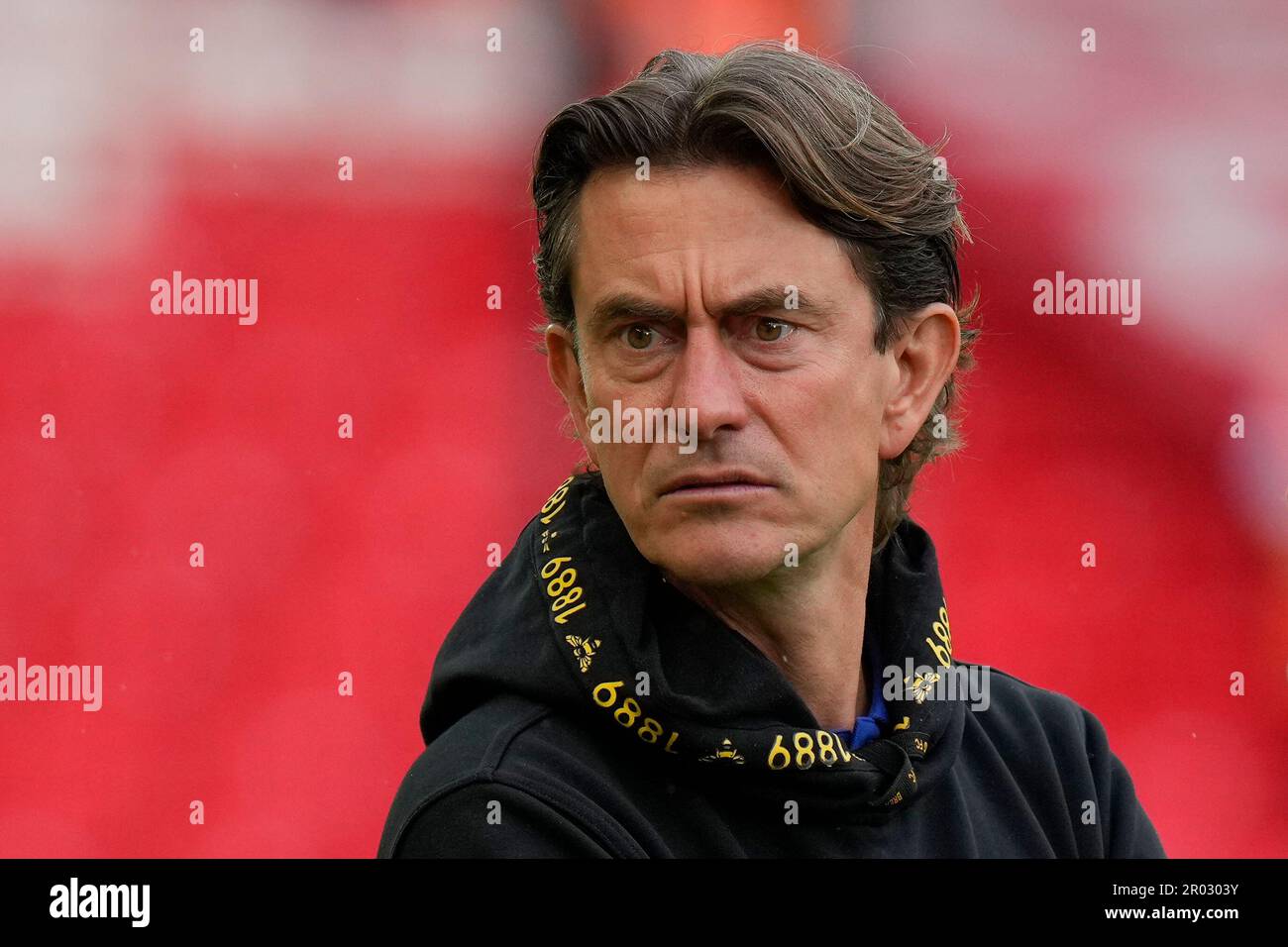 Thomas Frank manager of Brentford inspects the pitch before the Premier ...