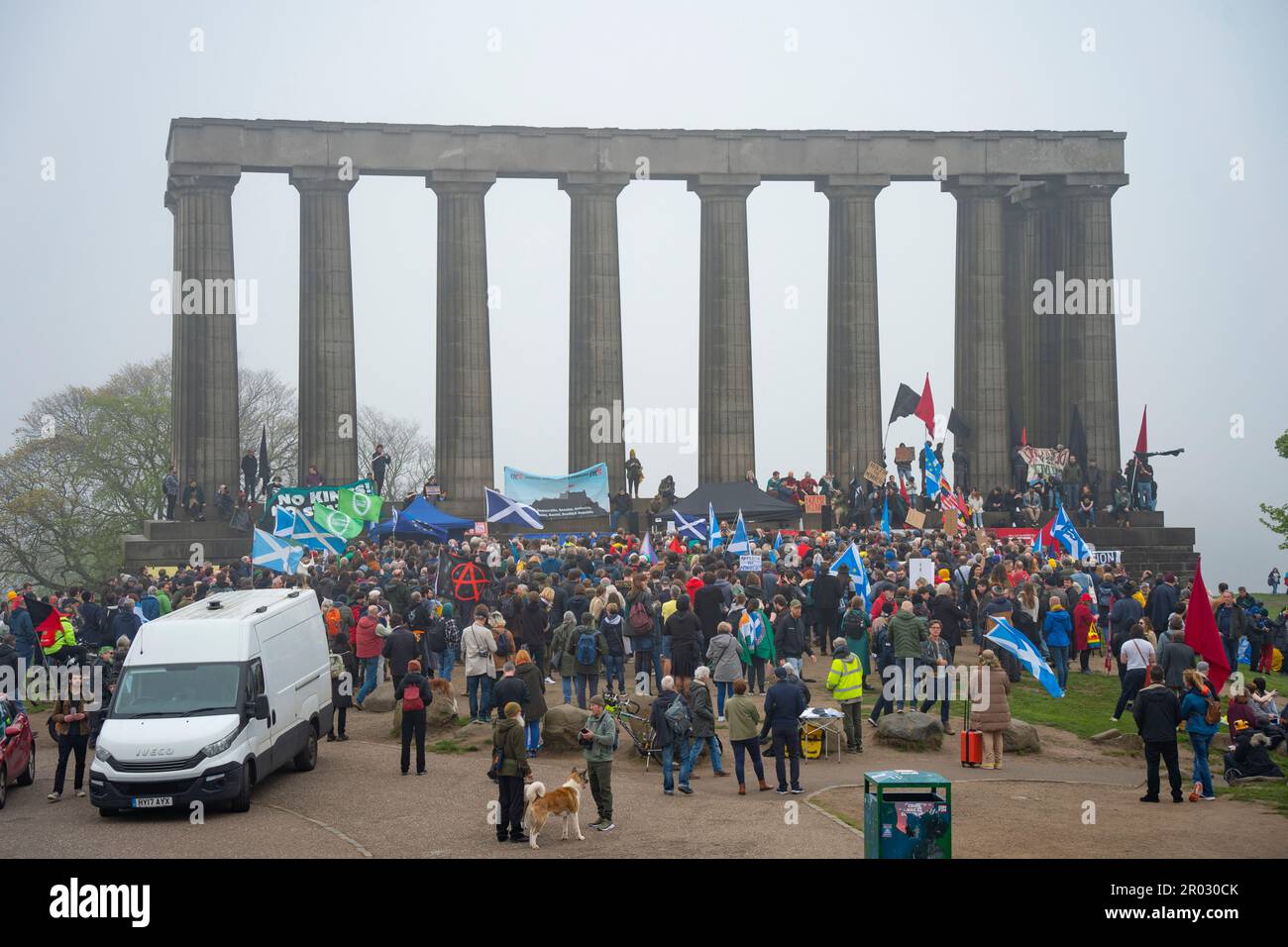 Edinburgh, Scotland, UK. 6 May 2023. Republican protest on Calton Hill ...