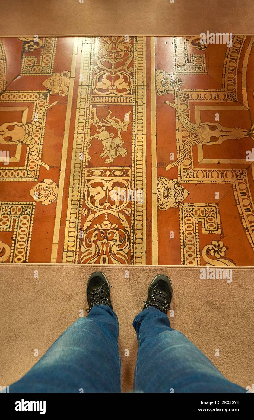 Ancient mosaic on the floor of the Laurentian Library in San Lorenzo ...