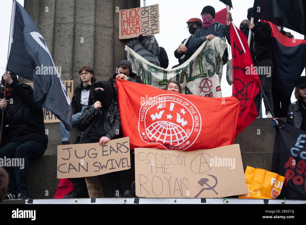 Edinburgh, Scotland, UK. 6 May 2023. Republican protest on Calton Hill ...
