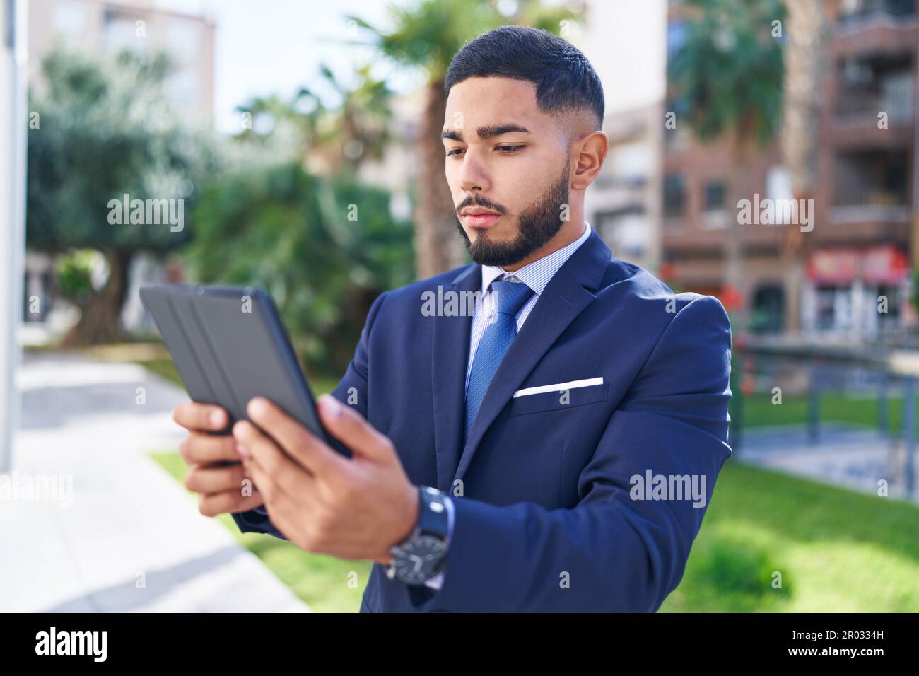 Employee using touchpad green screen hi-res stock photography and ...