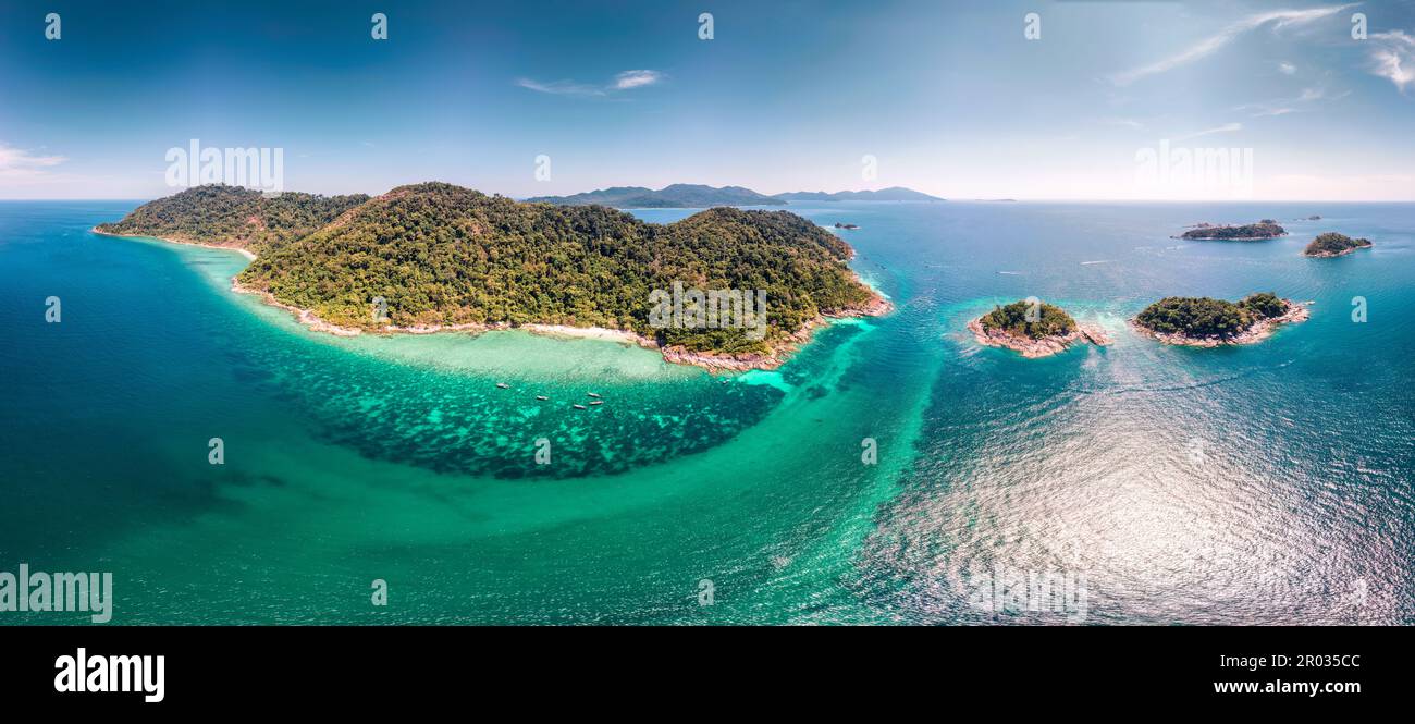 Panorama aerial view of beautiful Koh lipe island with tropical sea ...
