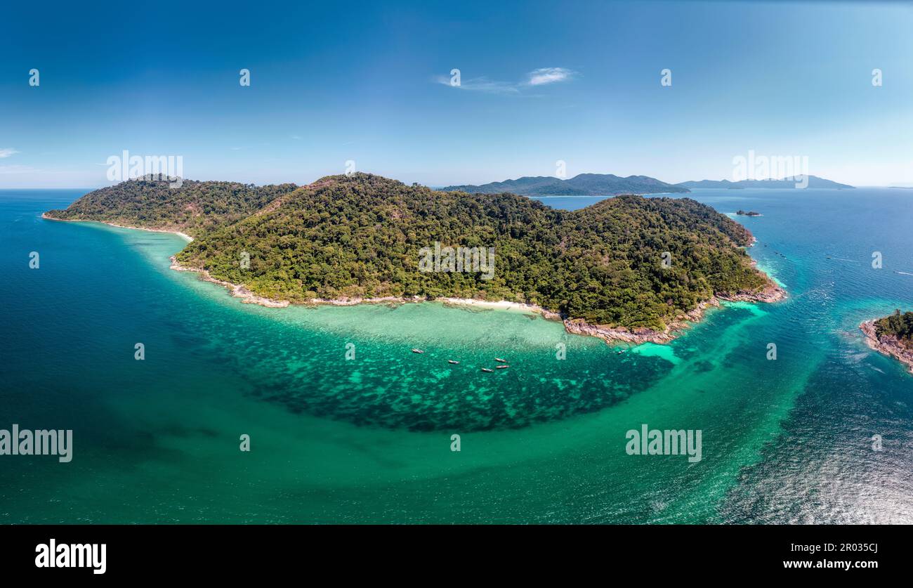 Panorama aerial view of beautiful Koh lipe island with tropical sea ...