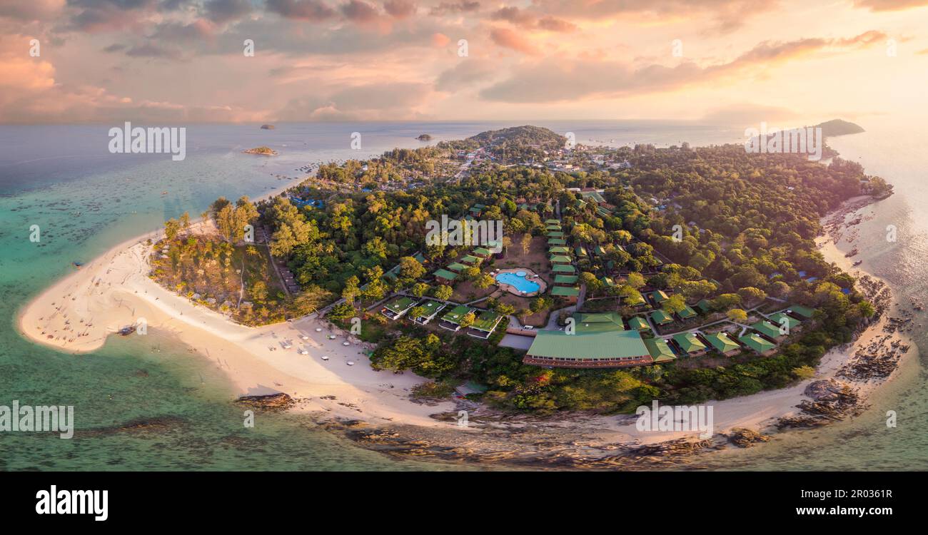 Panorama aerial view of beautiful Koh lipe island with tropical sea ...