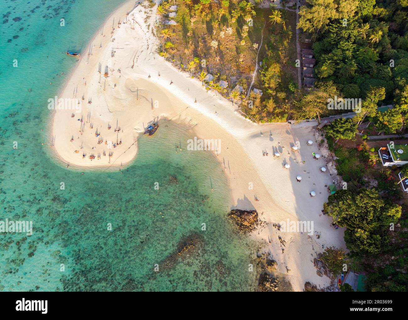 Aeria view of Beautiful Koh Lipe Island with tourist relaxing on the ...