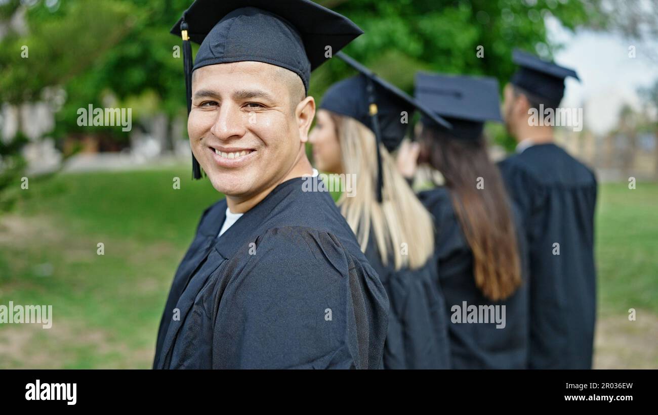 Group of people students graduated smiling confident standing together ...