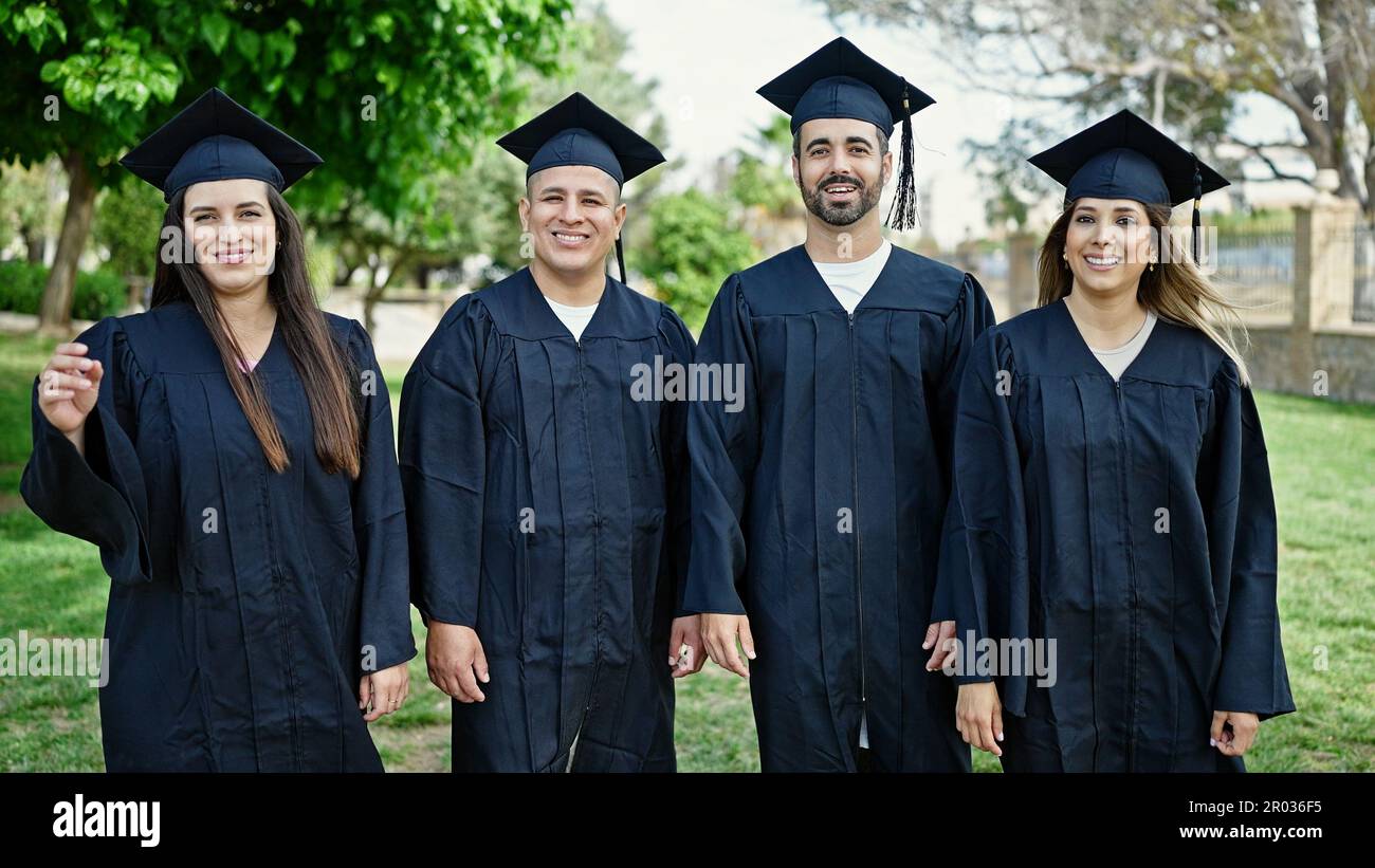 Group of people students graduated smiling confident standing together ...