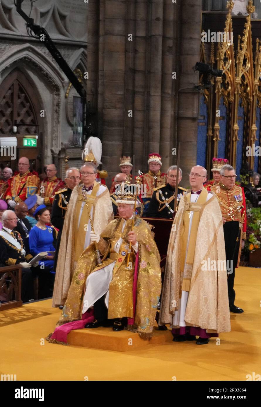 King Charles III during his coronation ceremony at Westminster Abbey ...