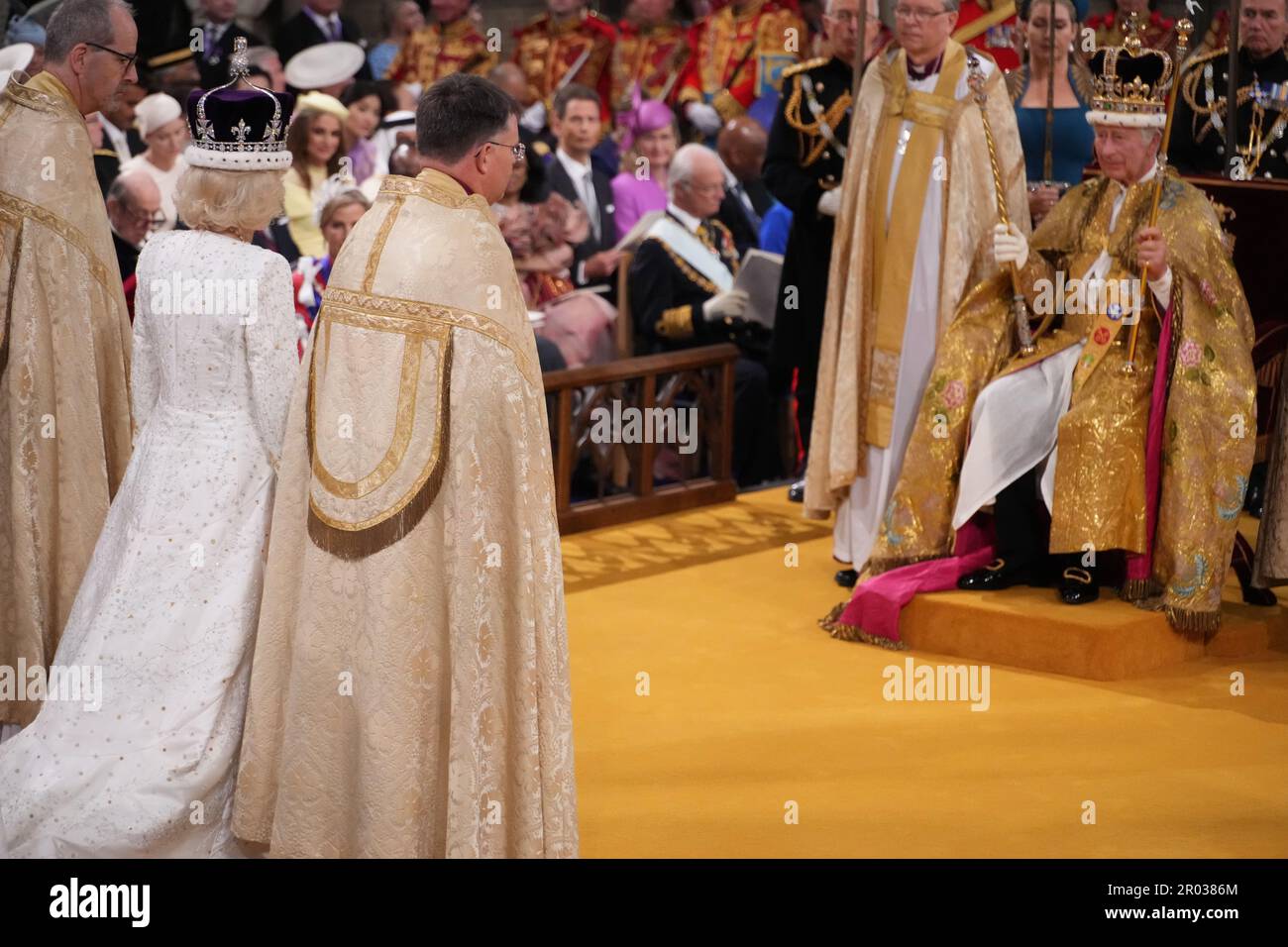King Charles III and Queen Camilla during their coronation ceremony at ...