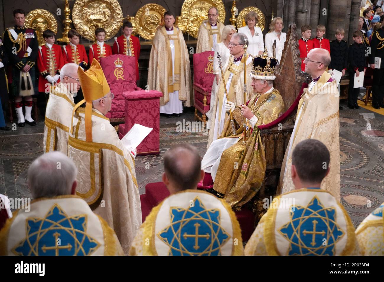 King Charles III is crowned with St Edward's Crown during his ...