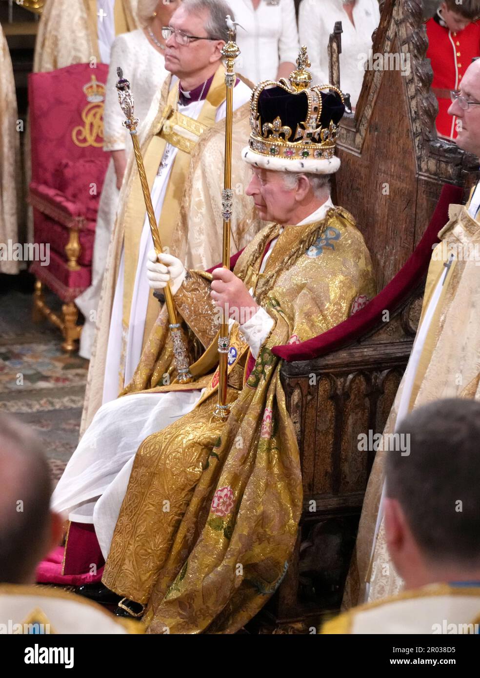 King Charles III is crowned with St Edward's Crown during his ...