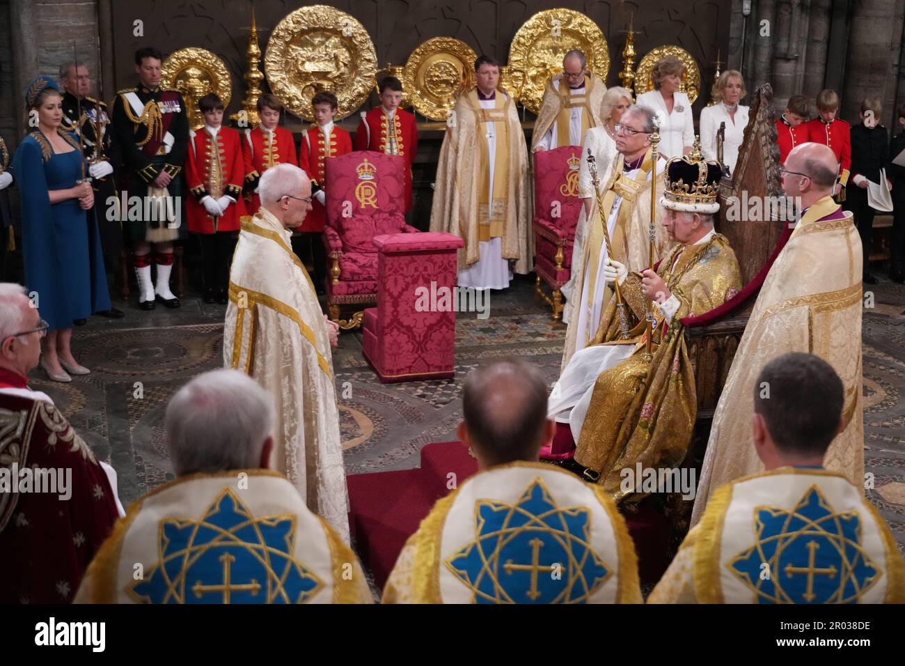 King Charles III is crowned with St Edward's Crown during his ...