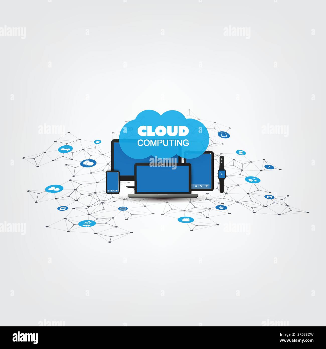 Internet of Things, Cloud Computing Design Concept with Electronic Devices and Icons - Digital ...