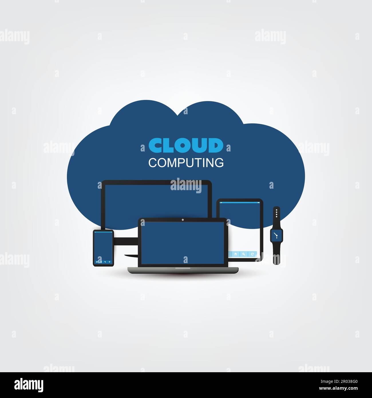Cloud Computing Design Concept with Electronic Devices - Digital Network Connections, Technology ...
