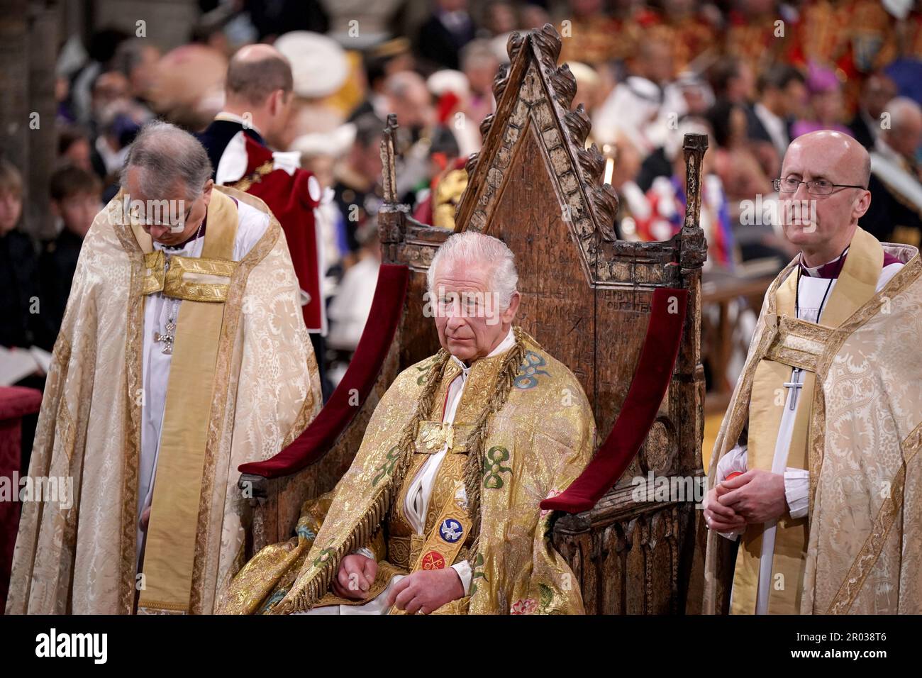 King Charles III during his coronation ceremony in Westminster Abbey ...