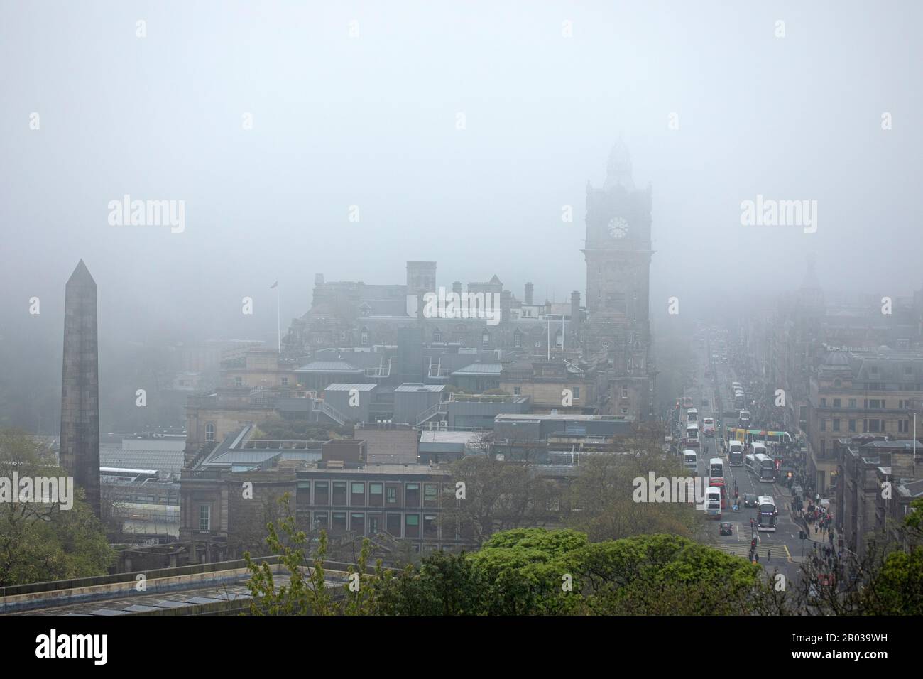 City Centre, Edinburgh, Scotland, UK. 6 May 2023. Misty Scottish ...