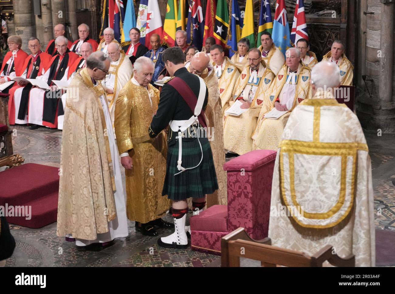 King Charles III during his coronation ceremony in Westminster Abbey ...
