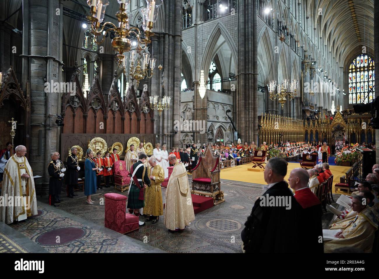 King Charles III during his coronation ceremony in Westminster Abbey ...