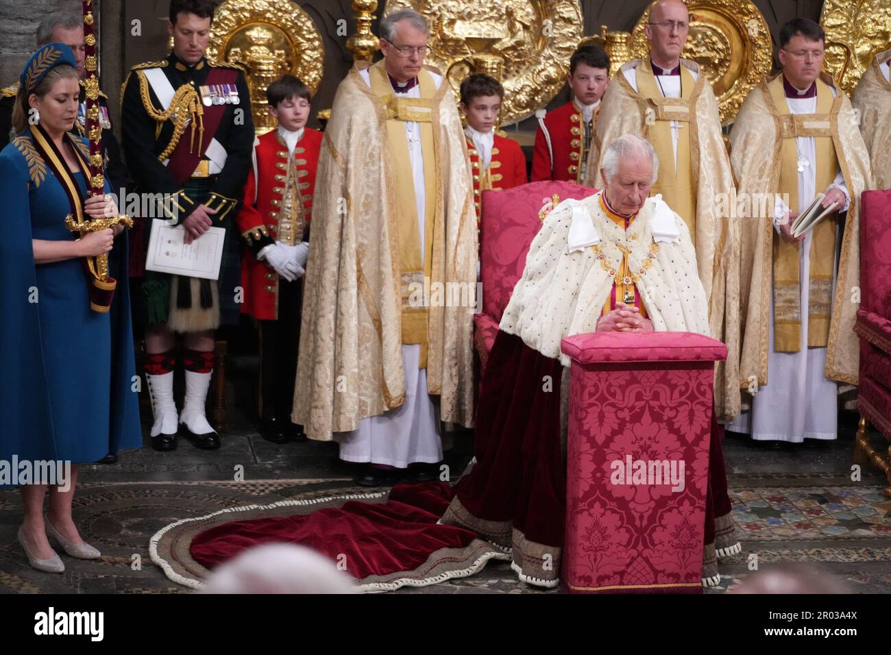 King Charles III during his coronation ceremony at Westminster Abbey ...