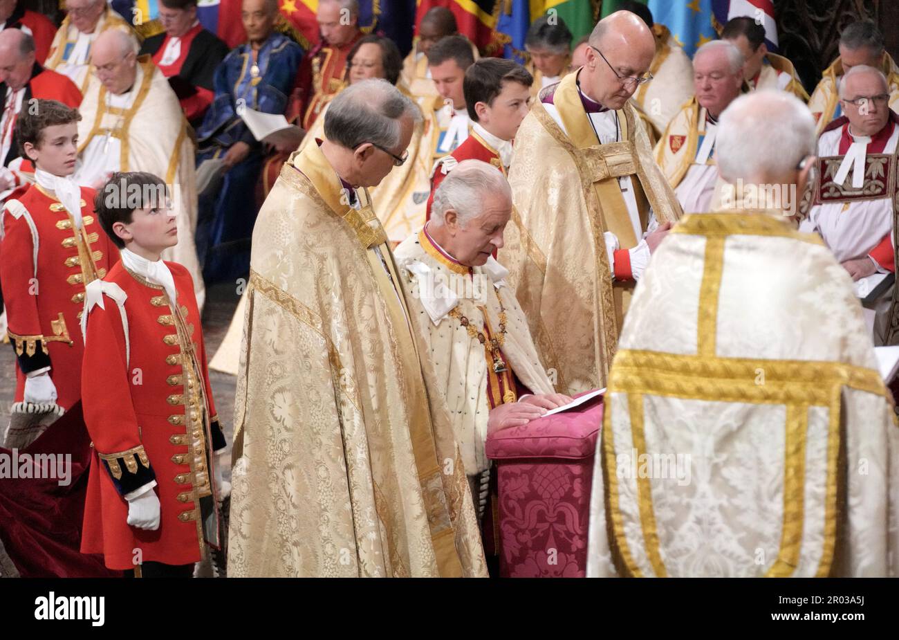 King Charles III during his coronation ceremony in Westminster Abbey ...