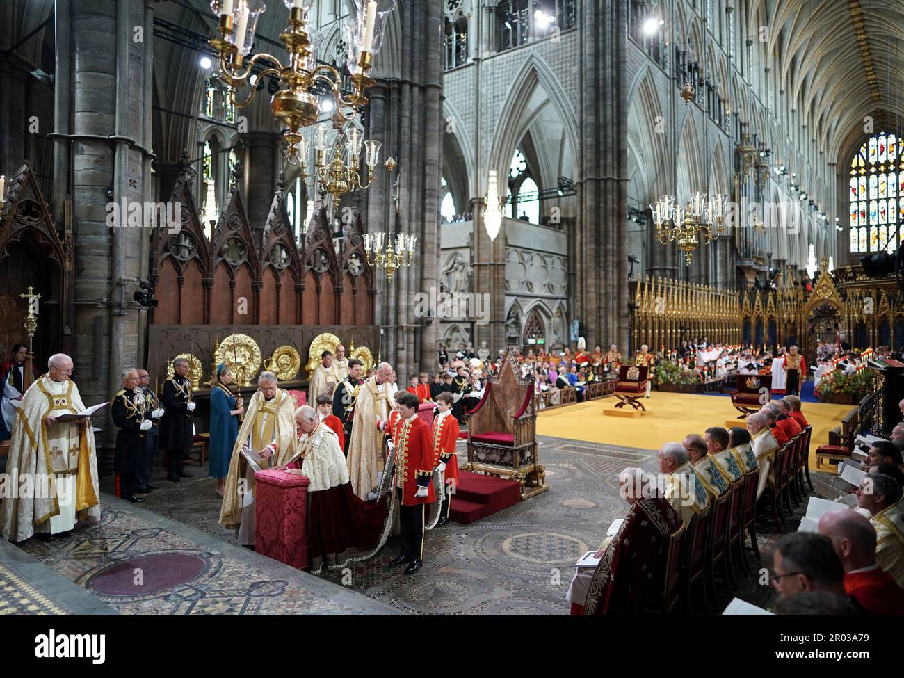 King Charles III during his coronation ceremony in Westminster Abbey ...