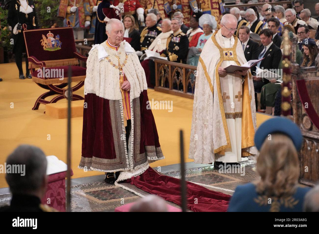 King Charles III during his coronation ceremony in Westminster Abbey ...