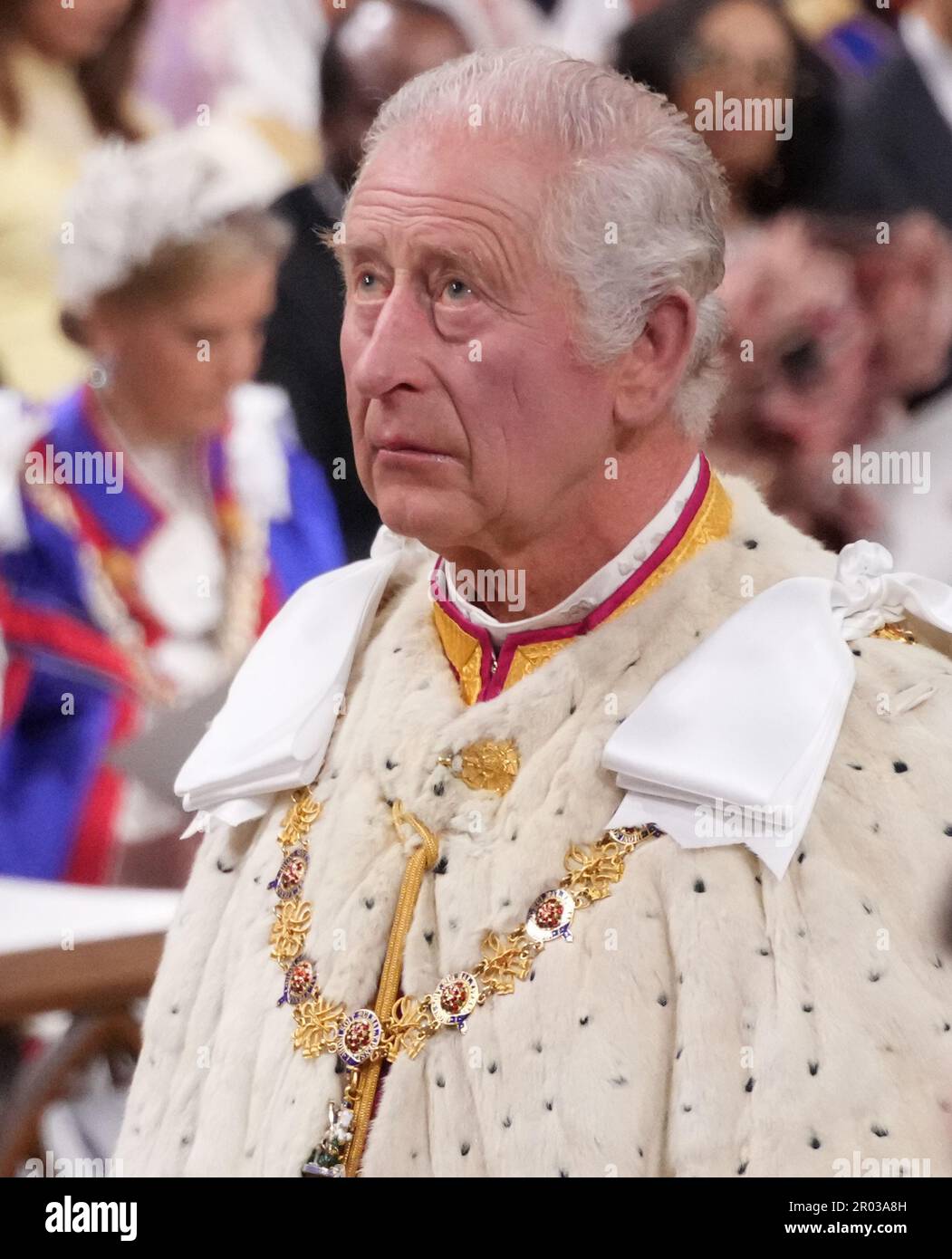 King Charles III during his coronation ceremony in Westminster Abbey ...