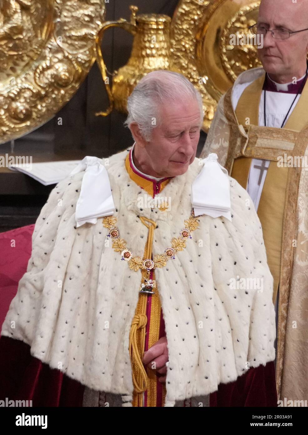 King Charles III during his coronation ceremony at Westminster Abbey ...