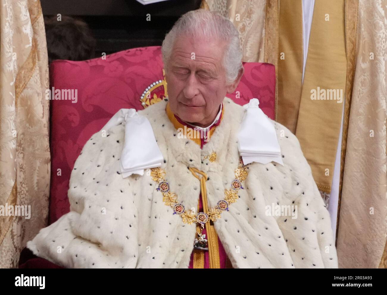 King Charles III during his coronation ceremony at Westminster Abbey ...