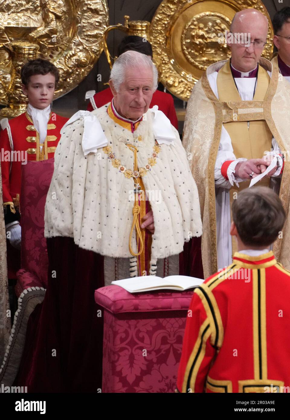 King Charles III during his coronation ceremony at Westminster Abbey ...