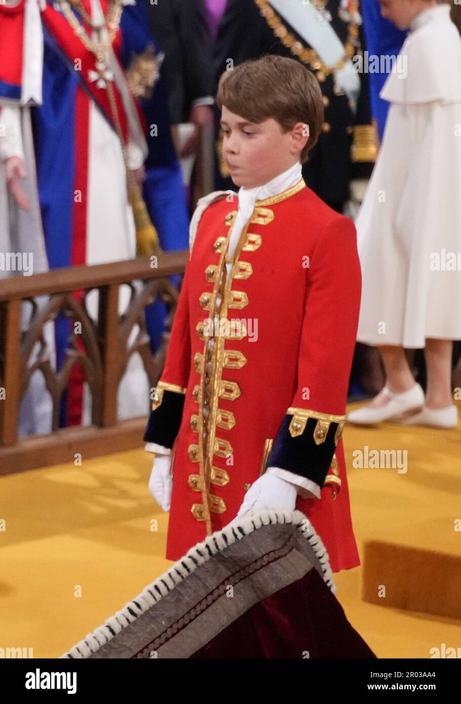 Prince George as Page of Honour at the coronation ceremony of King ...