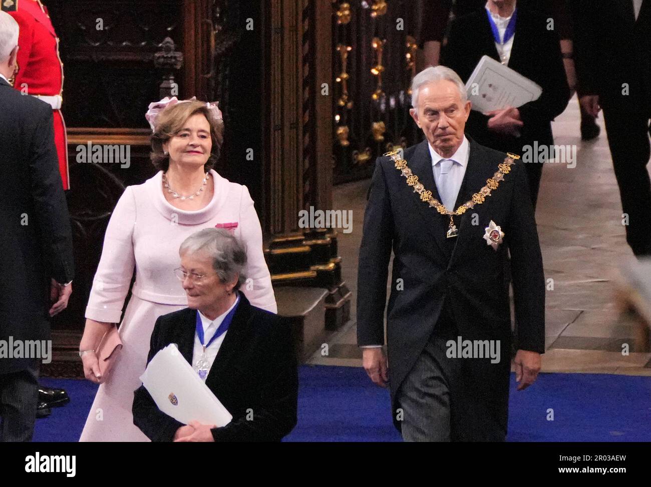 Former prime minister Tony Blair with his wife Cherie Blair at the ...